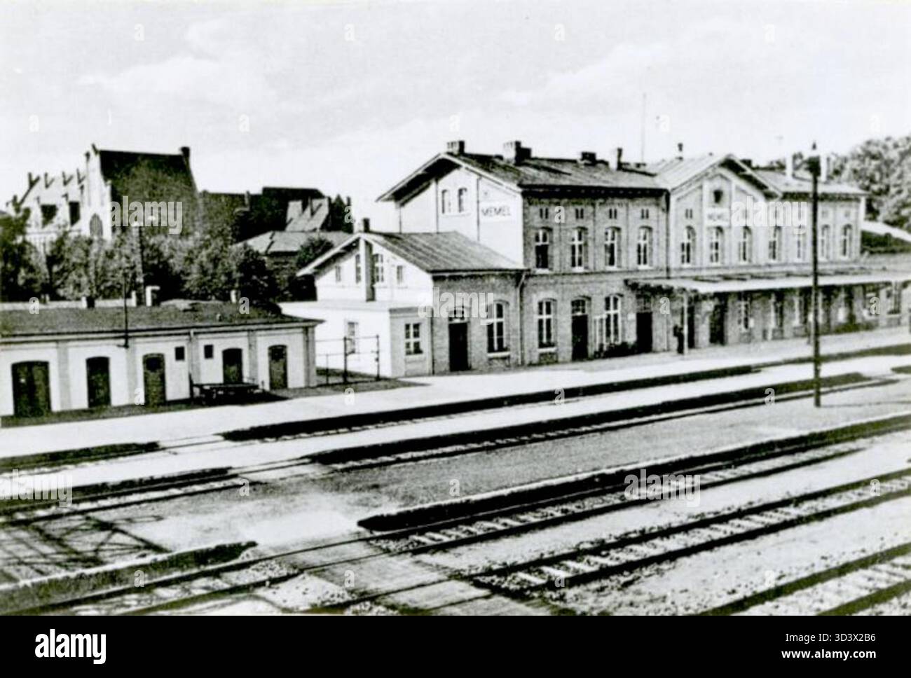 Photograph of Klaipeda train station during the interwar period ...