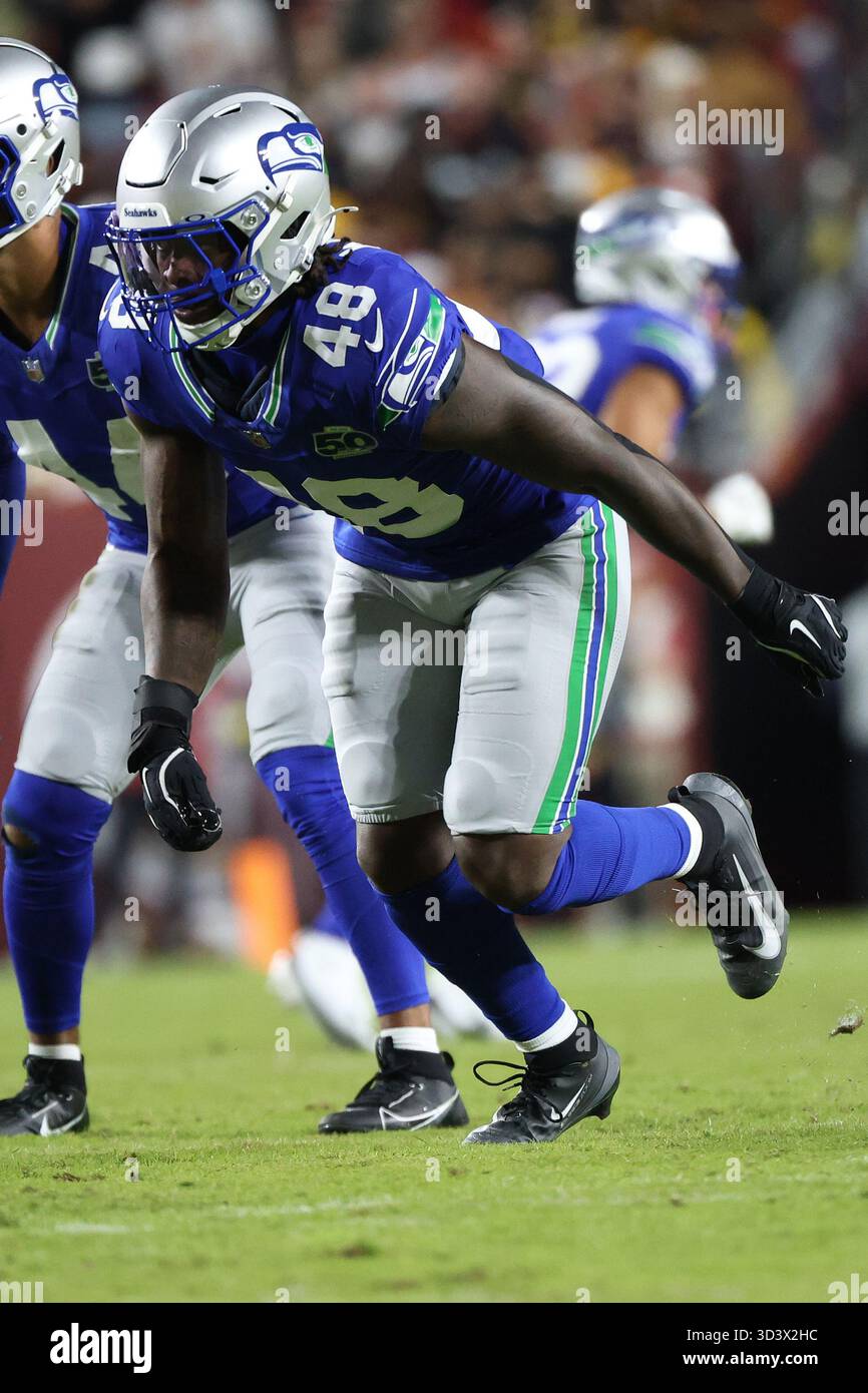 Seattle Seahawks linebacker Tyrice Knight (48) rushes during an NFL ...