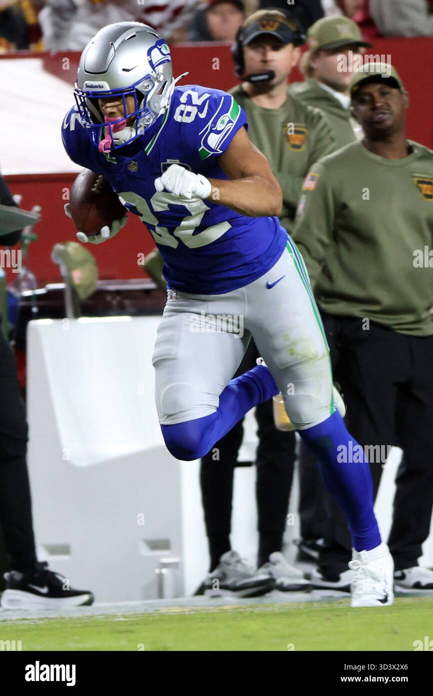 Seattle Seahawks wide receiver Cody White (82) runs with the ball ...