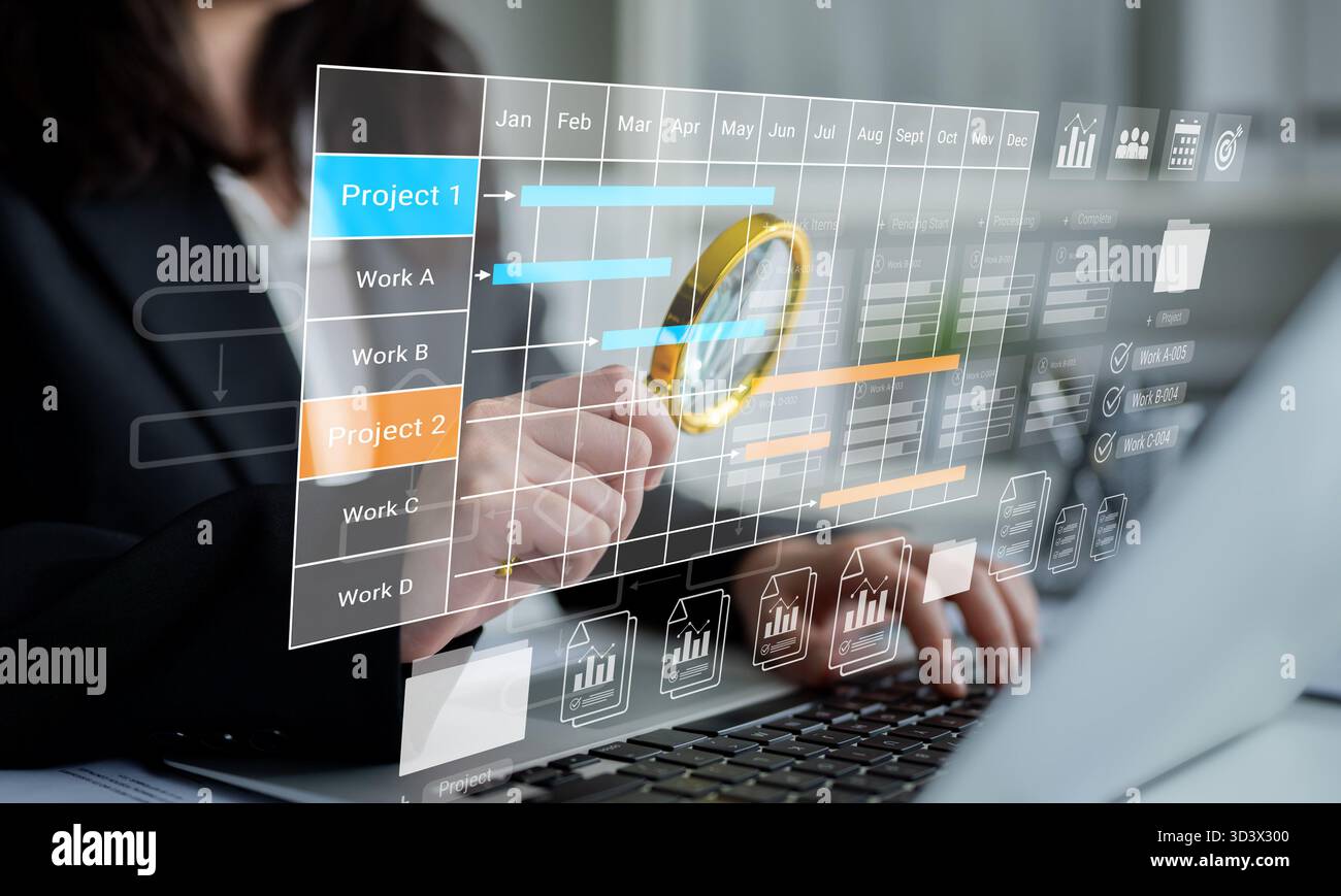 Digital visualization of multiple project timelines with progress ...