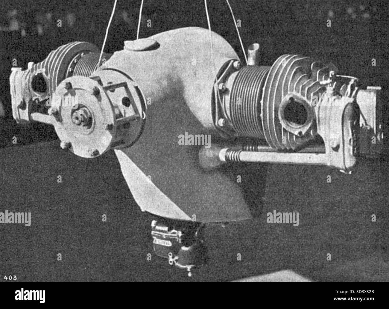 A Praga B-2 aircraft engine, captured on July 31, 1935. The engine was ...