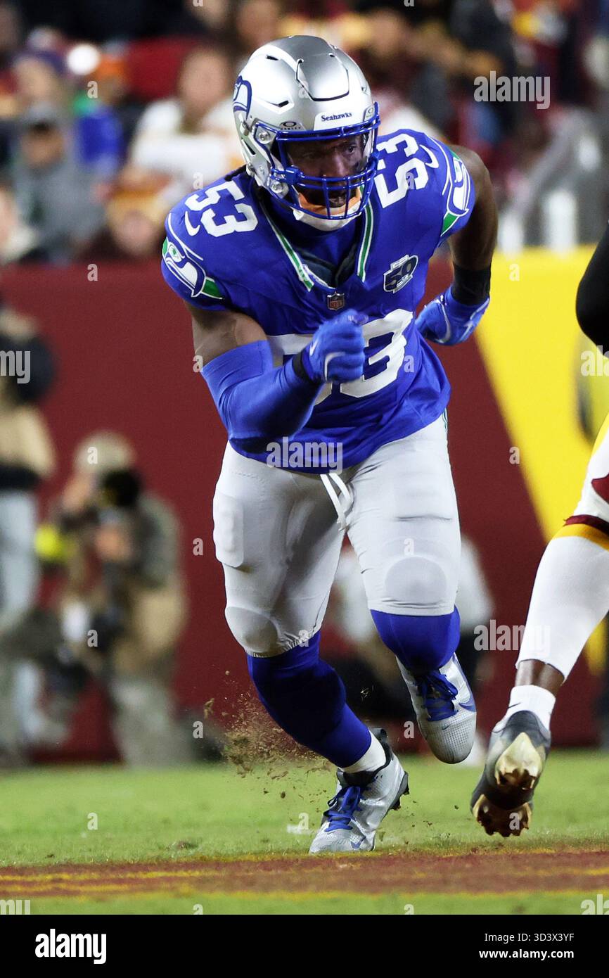 Seattle Seahawks linebacker Boye Mafe (53) rushes during an NFL ...