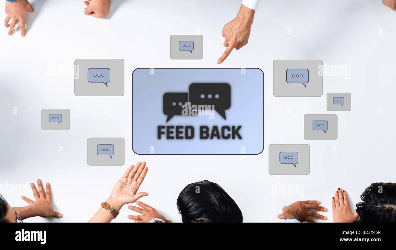 A collaborative feedback session featuring diverse hands and chat ...