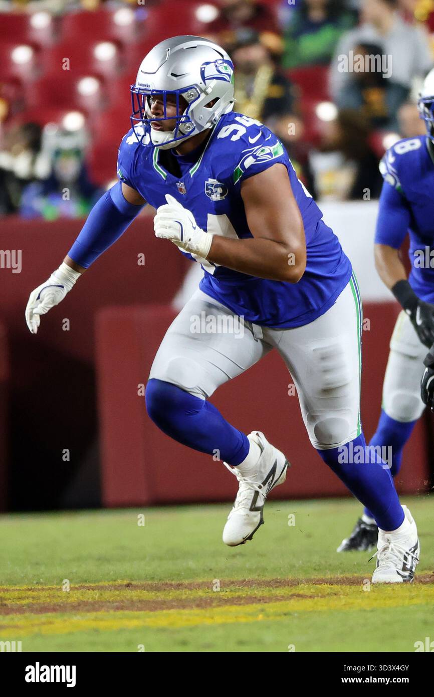 Seattle Seahawks defensive end Mike Morris (94) rushes during an NFL ...