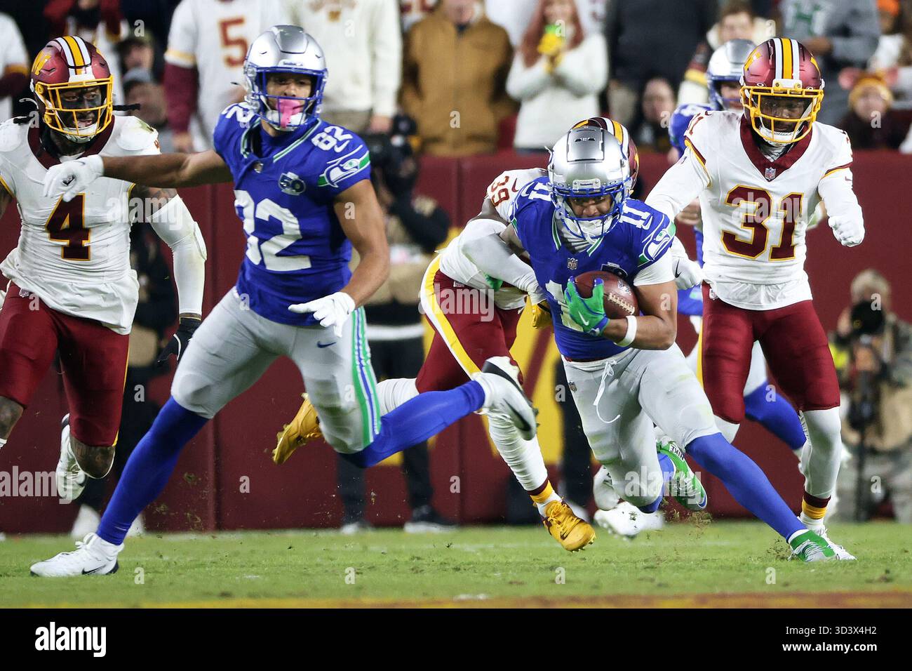 Seattle Seahawks wide receiver Jaxon Smith-Njigba (11) runs with the ...