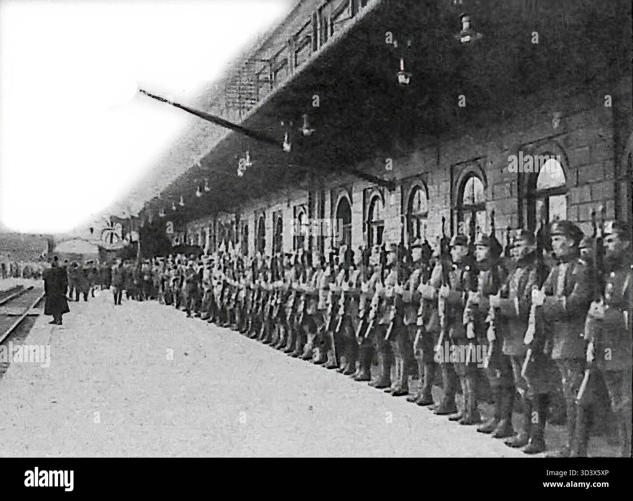 Le Miroir, 18 May 1919. At a Warsaw railway station, Polish troops ...