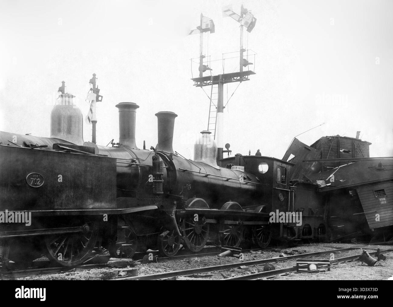 A steam train collision near Nijmegen, the Netherlands, in 1918. The ...