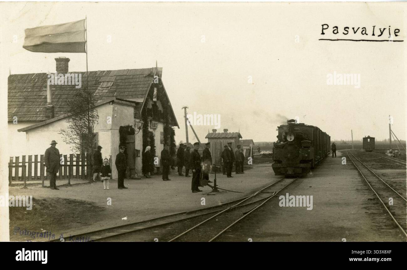 This circa 1928 photograph captures the Pasvalys train station in ...