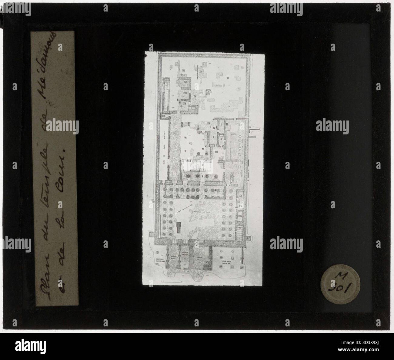 A glass diapositive from around 1926 depicting the plan of both the ...