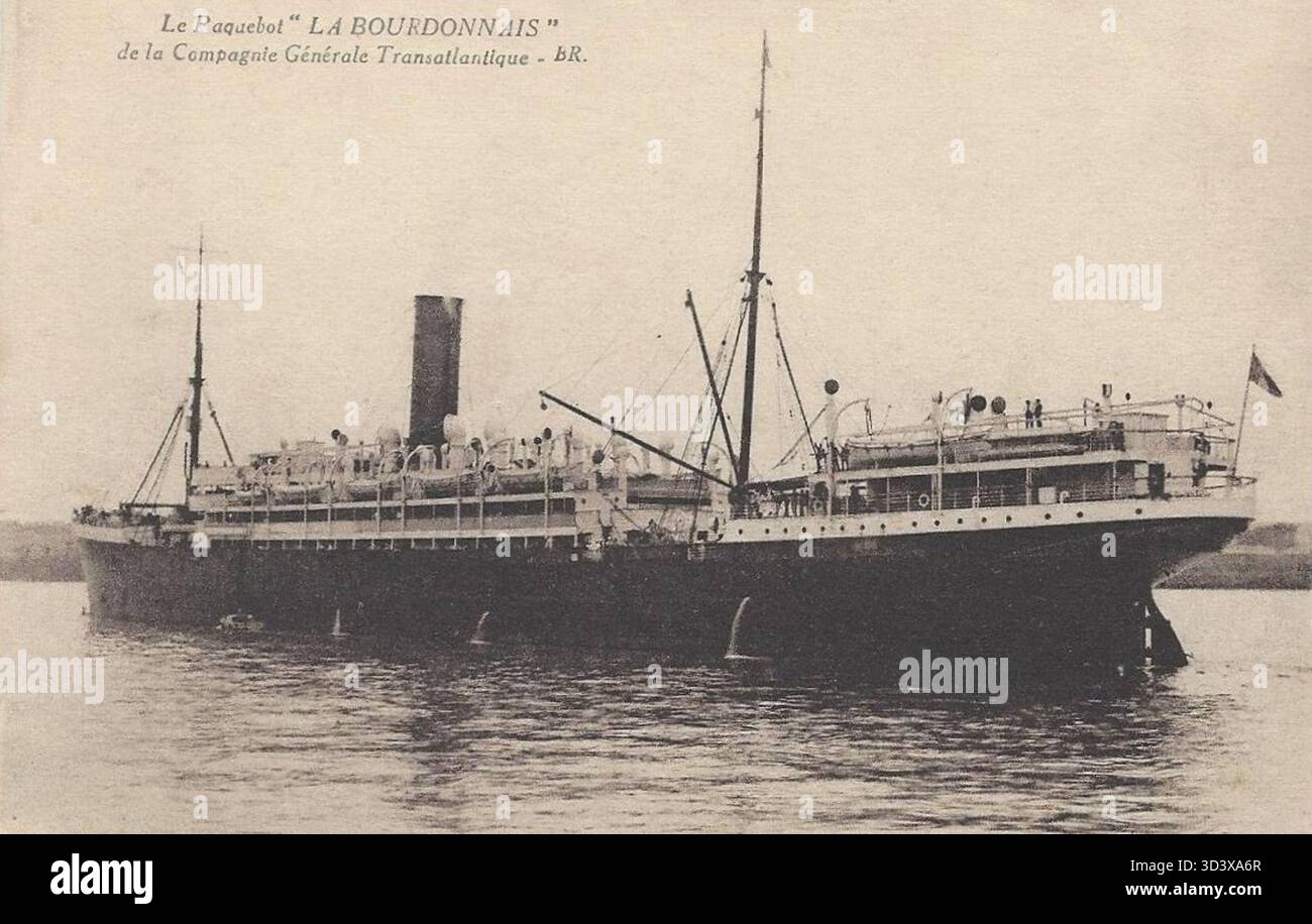 The Compagnie Générale Transatlantique steamship La Bourdonnais was ...