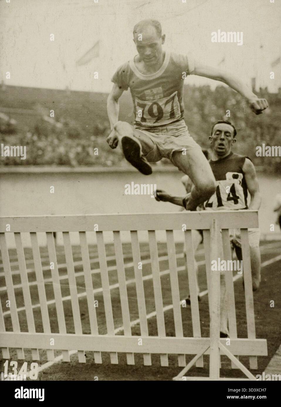 Finnish runner Paavo Nurmi is captured in action during the 3000 meter ...