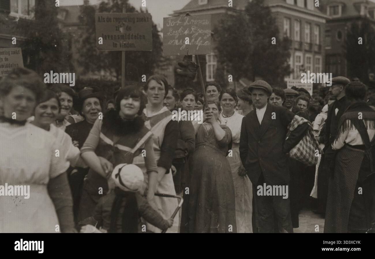 The Hunger March in Amsterdam, 1916, during World War I, protesting ...