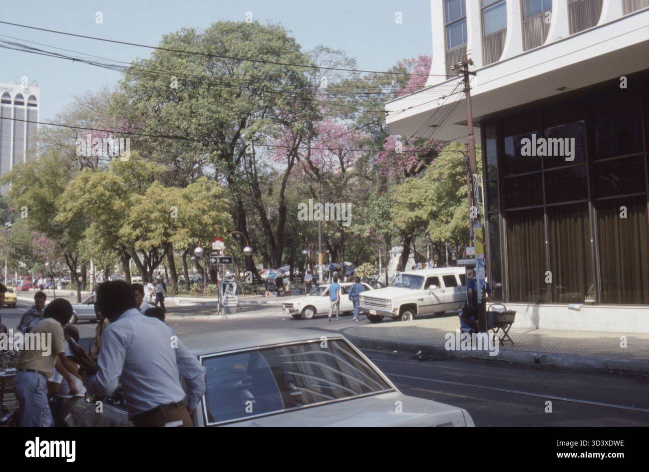 Looking down Estrella street across Chile street to the Plaza de la ...