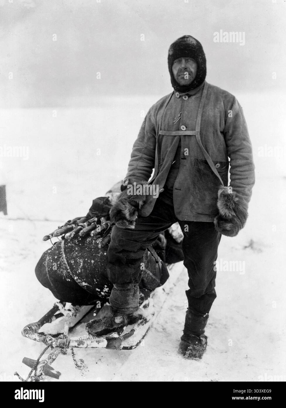 This photo shows Robert Falcon Scott in the snow of Antarctica during ...