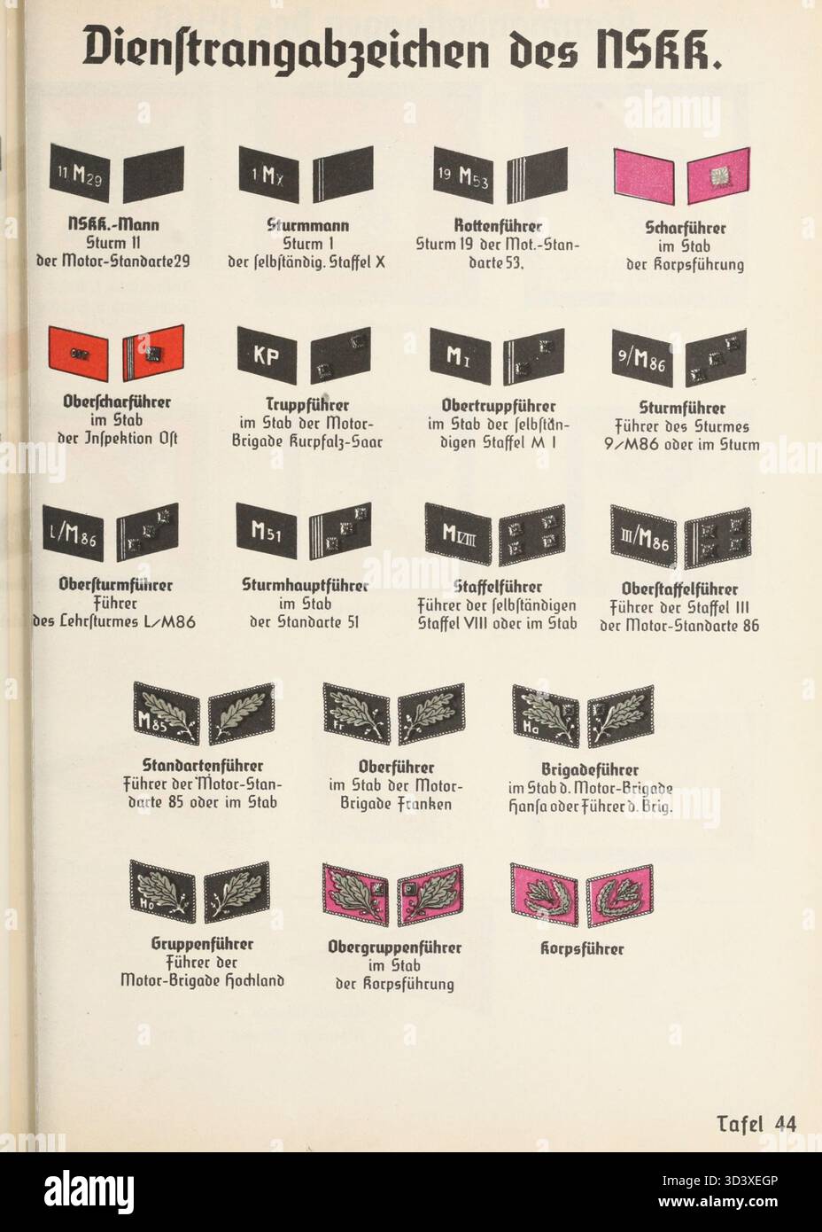 This page from the 1936 NSDAP organizational book details the rank ...