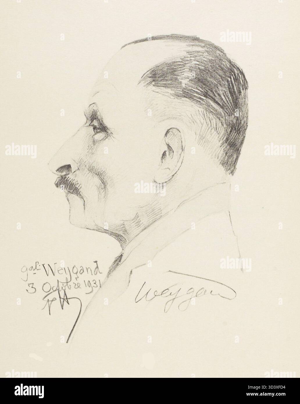 A profile portrait of General Maxime Weygand, taken on October 3, 1931 ...