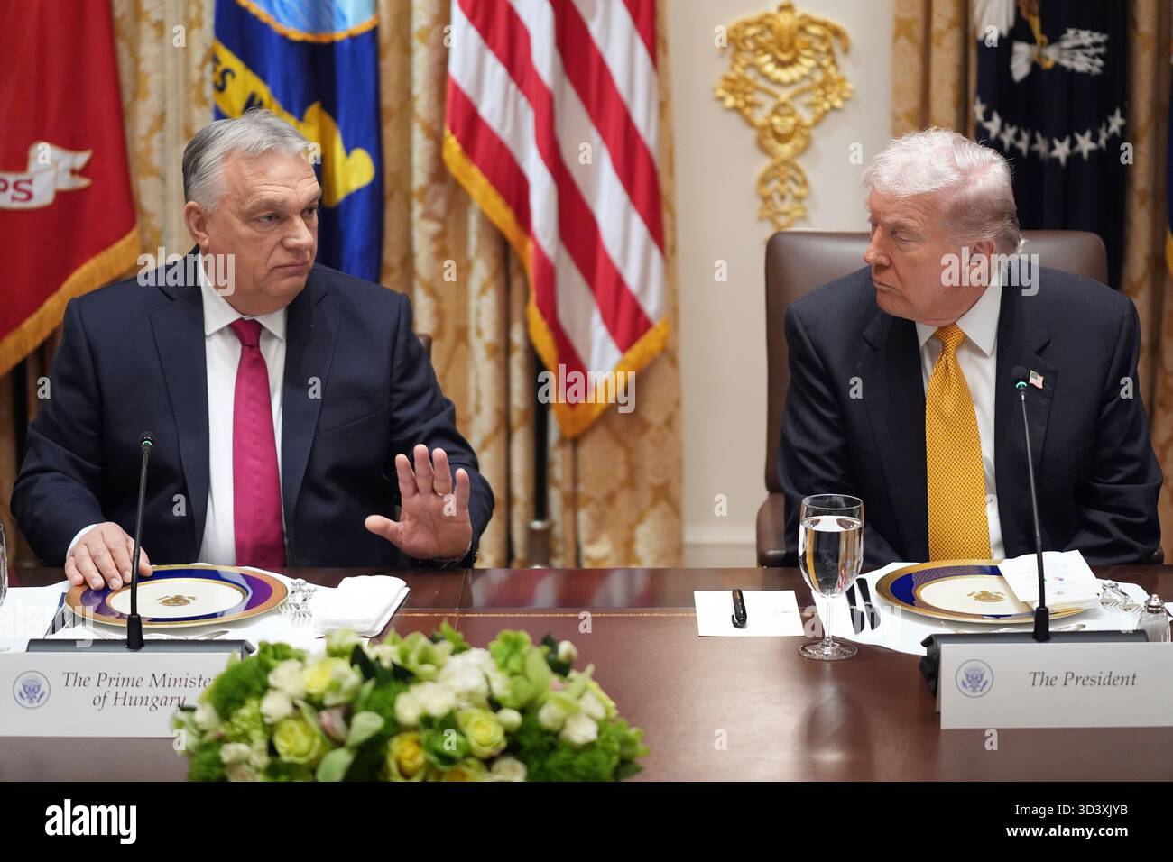 President Donald Trump, right, meets with Hungary's Prime Minister ...