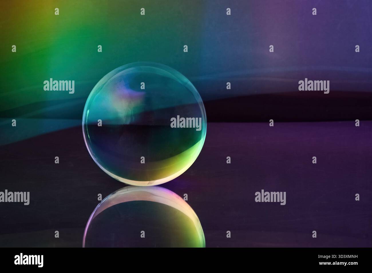 Prismatic Sphere Reflection. Glass sphere with rainbow hues reflecting ...