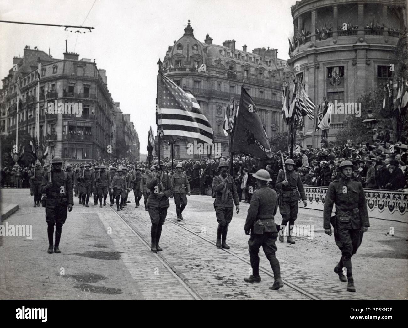 On July 4, 1917, American infantry soldiers participated in a parade ...