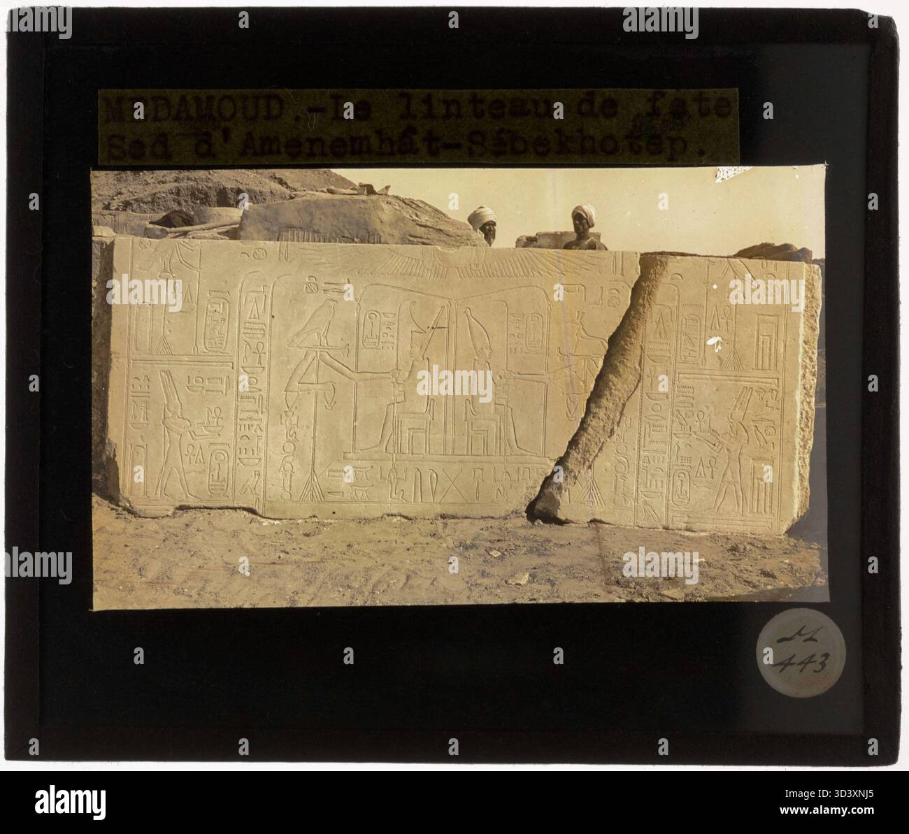 This glass diapositive captures a detail from the lintel of Amenemhat ...