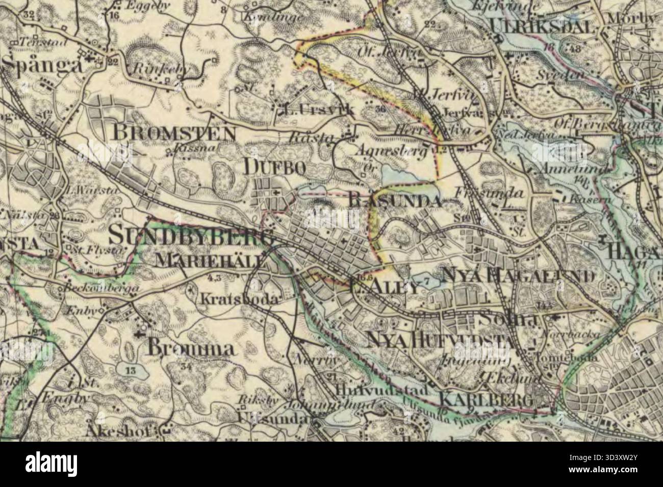 General Staff map from 1919 showing Sundbyberg and central Stockholm at ...