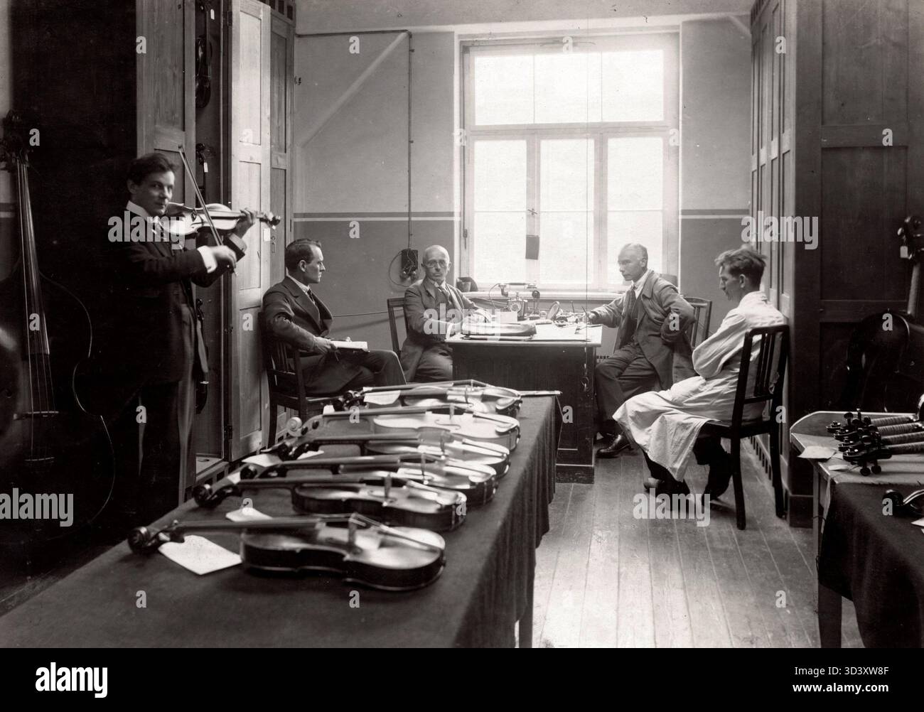 A 1923 photo showing the sound and character testing of completed ...