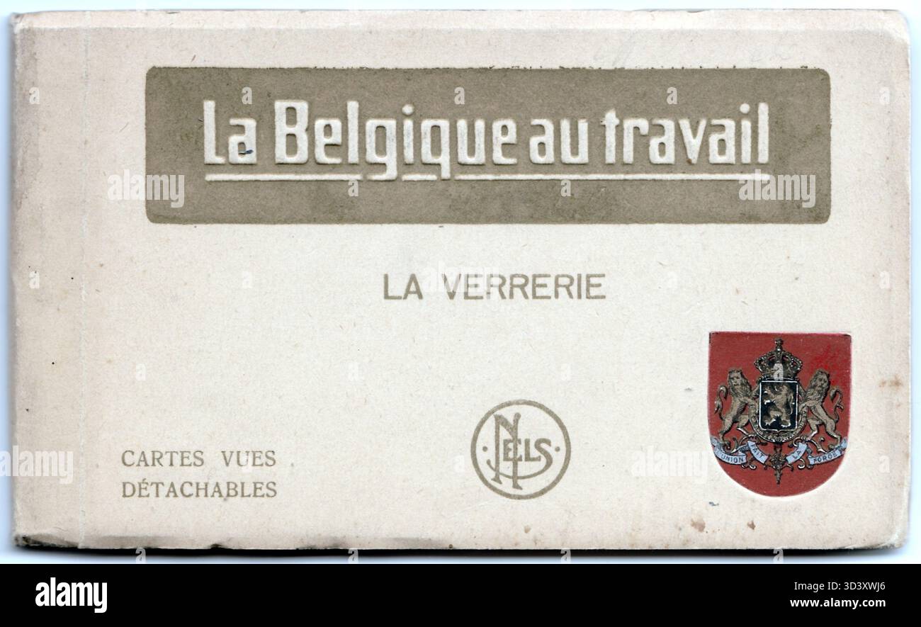 A 1910 cover image from the Nels series showing Belgian glassworks ...