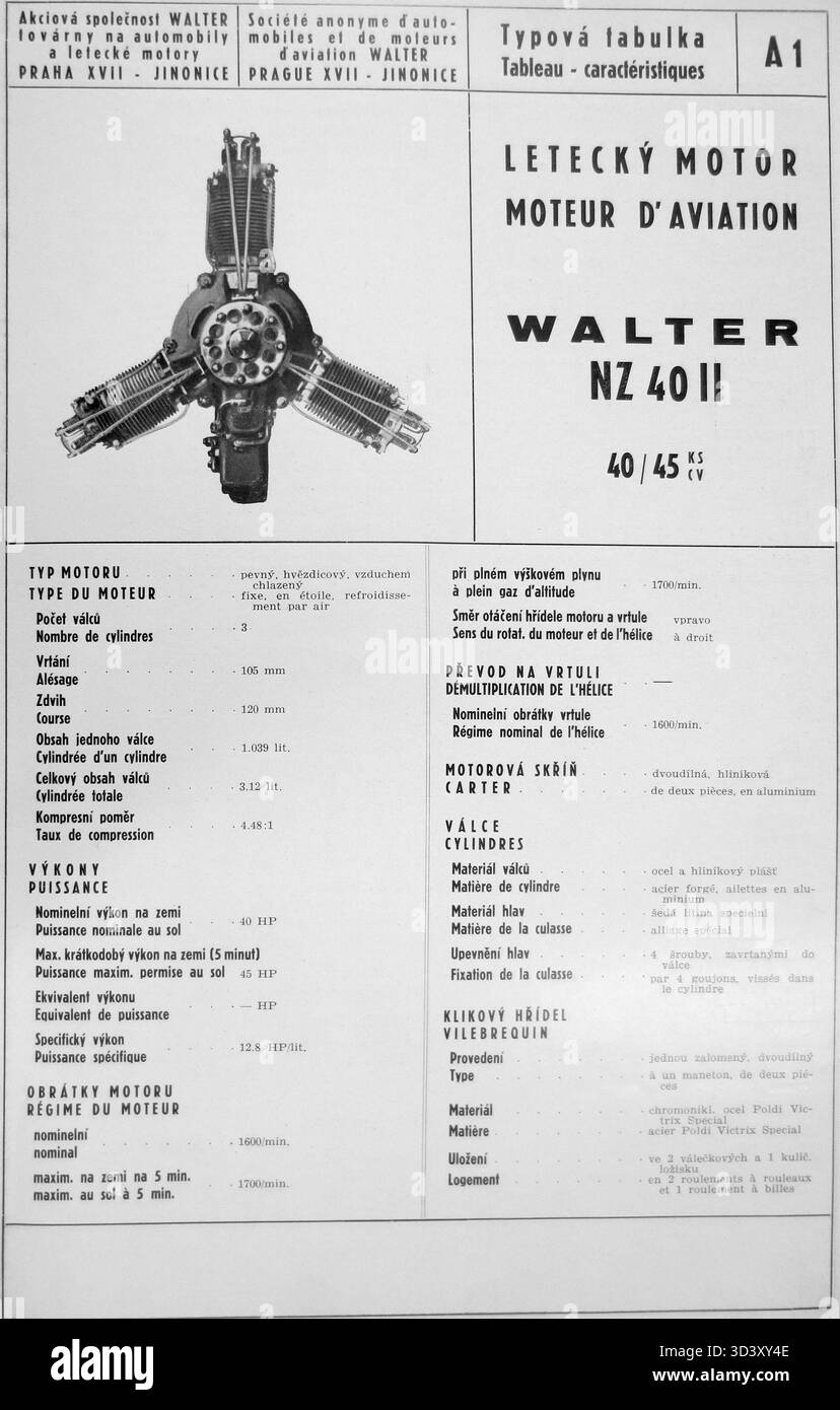 A type specification sheet for the NZ 40-II, dated June 30, 1933 ...