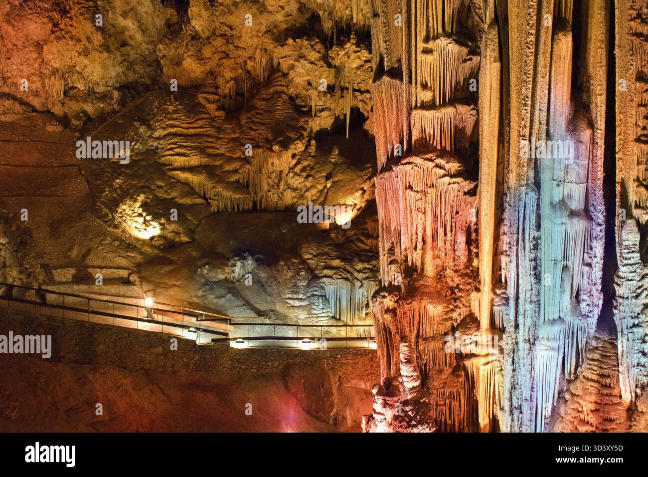 The Caves of Nerja (Spanish: Cueva de Nerja), beautifuly illuminated ...
