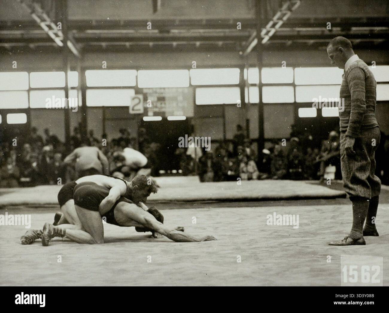 A shot from a Greco-Roman wrestling match at the 1928 Amsterdam ...