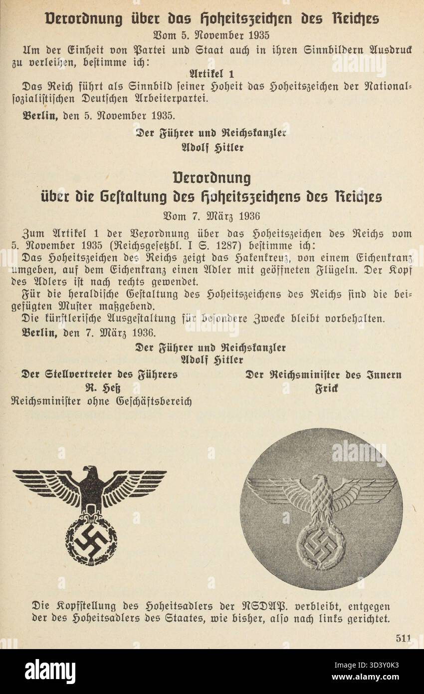 Page 511 of the 1943 Organisationsbuch der NSDAP showing the 1935 and ...