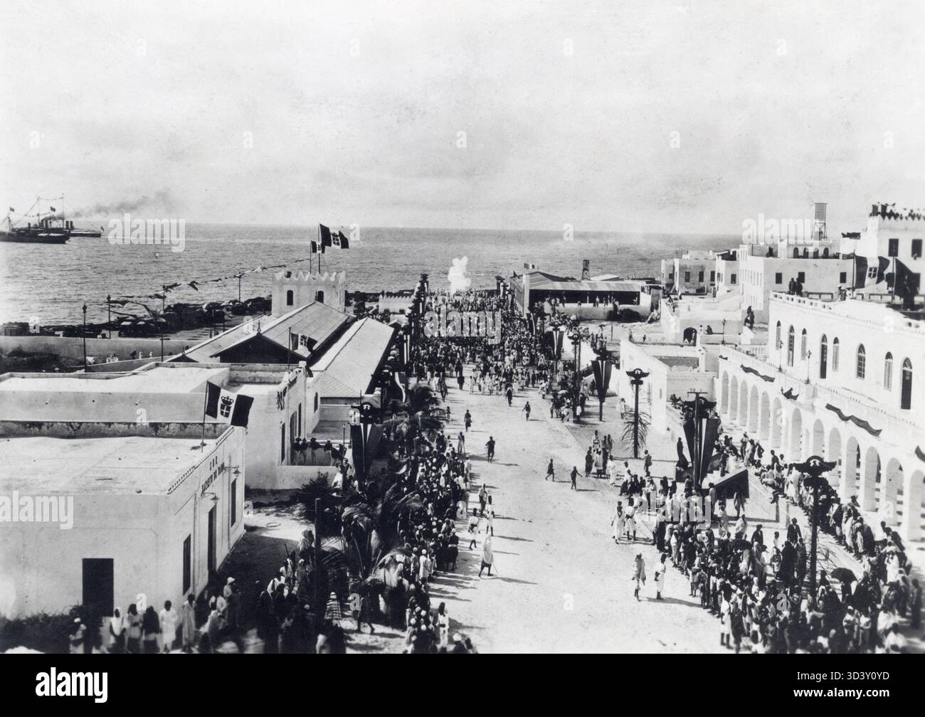 A 1925 photograph of the port of Mogadishu, the capital of Somalia ...