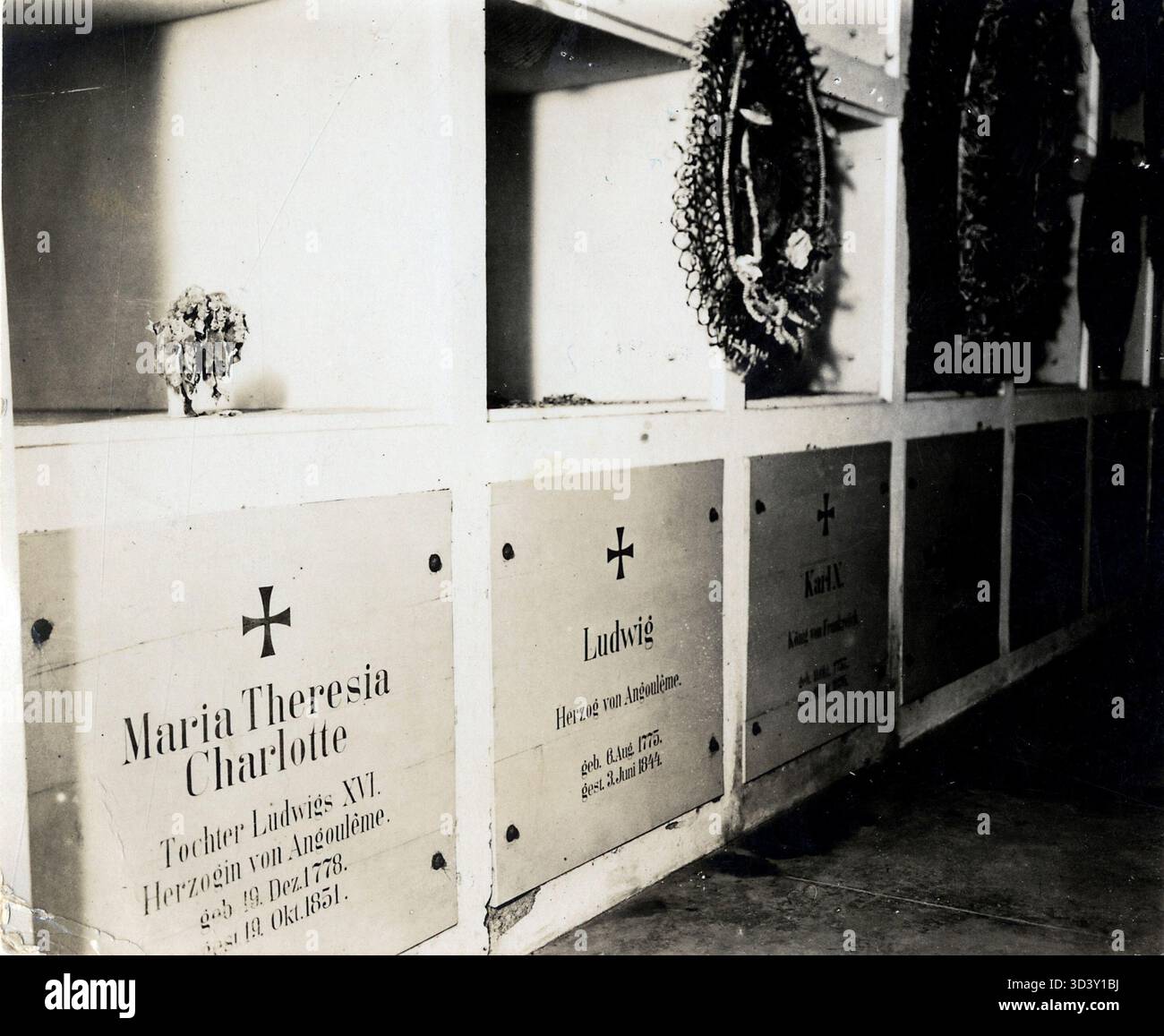 The graves of Austrian royal family members in Vienna, shown in 1929 ...