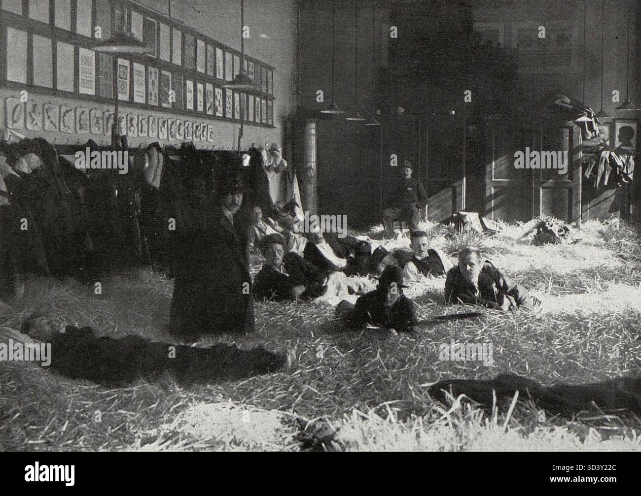 This 1914 photograph shows soldiers in a military barracks during the ...