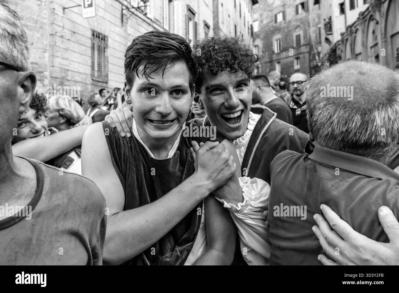 Contrada Members From The Victorious Oca Contrada Celebrate Outside The ...