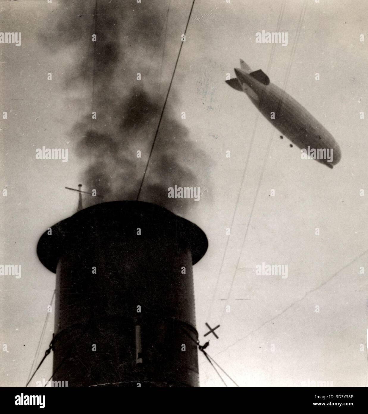 The Graf Zeppelin airship lands on icy waters at a bay in the Franz ...