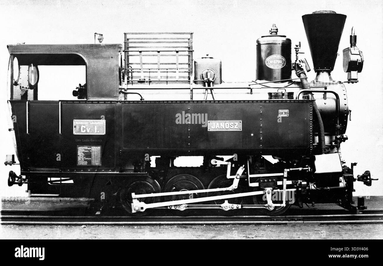 This 1908 works photograph showcases the kkStB Cv.1 Janosz narrow-gauge ...