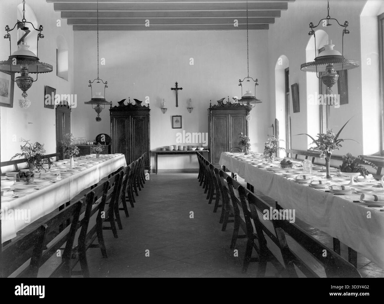 Period dining set Black and White Stock Photos & Images - Alamy