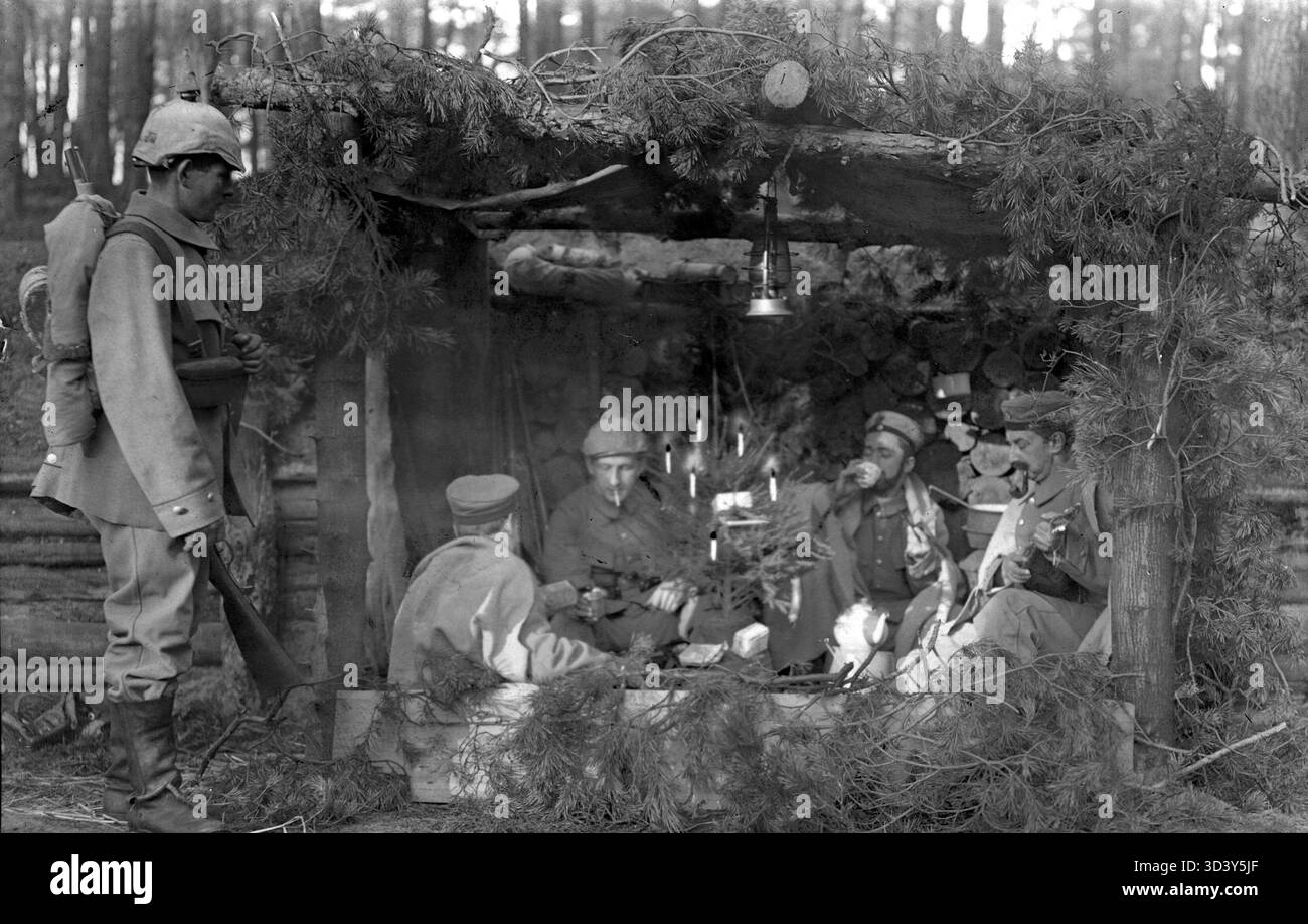This photo from December 1914 shows soldiers in a bomb-proof shelter in ...