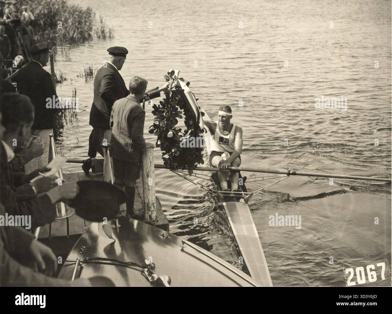 This 1928 photo captures the rowing event at the Amsterdam Olympic ...