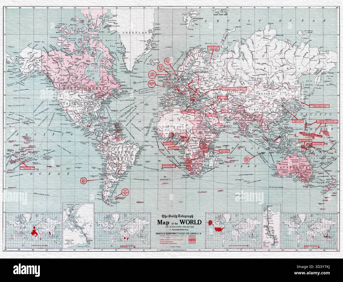 The Daily Telegraph Map of the World on Mercator’s Projection – Early ...