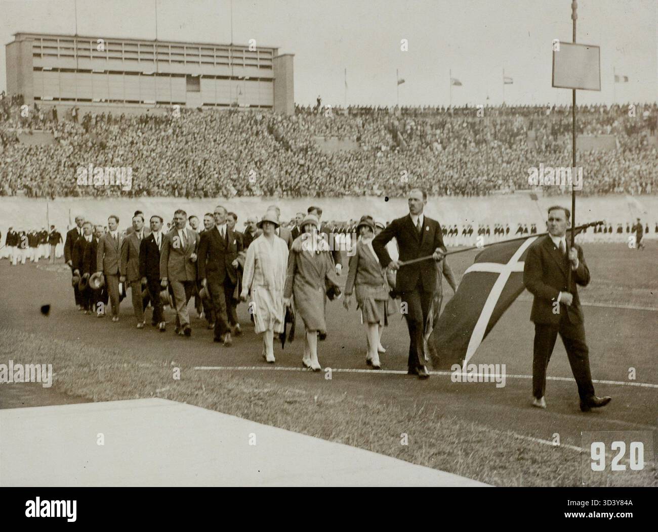 During the 1928 Amsterdam Olympics, the Danish Olympic team parades ...