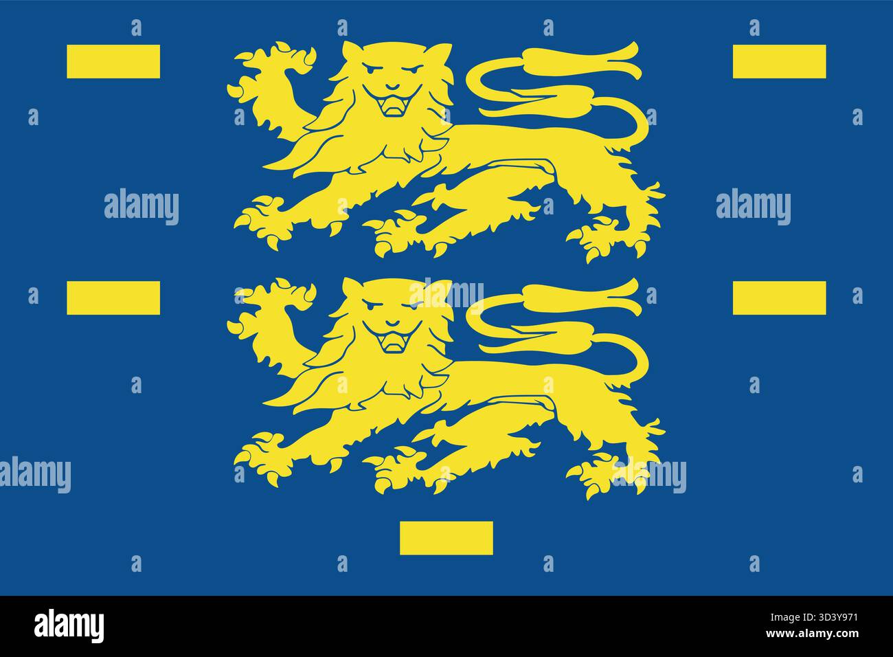 Flag of West Friesland, Netherlands — Blue Field with Two Golden Lions ...