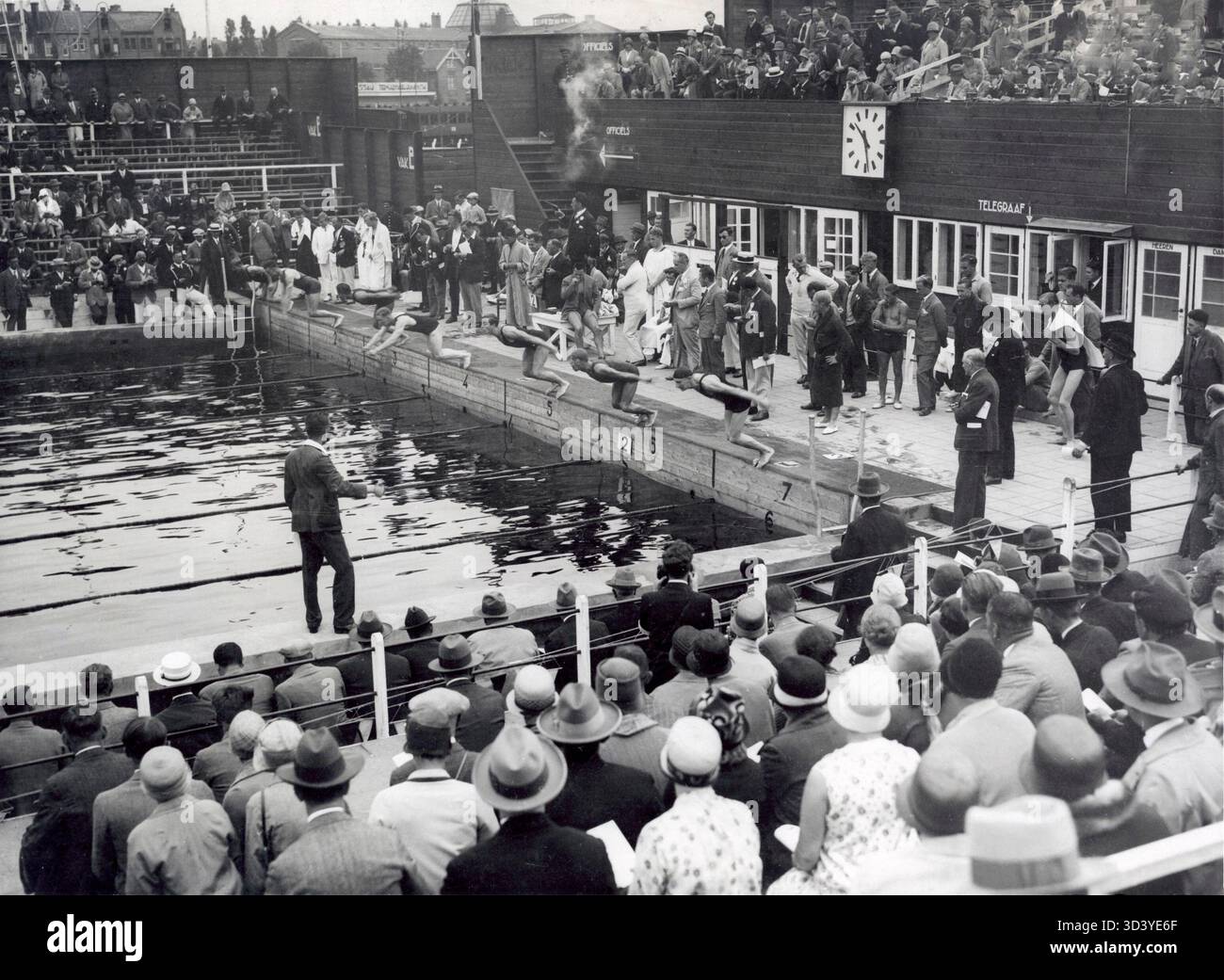 This photograph from the 1928 Amsterdam Olympics shows the men's 4x200 ...