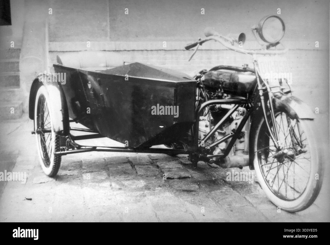 A Walter M 922 motorcycle with a sidecar, from 1922, was photographed ...