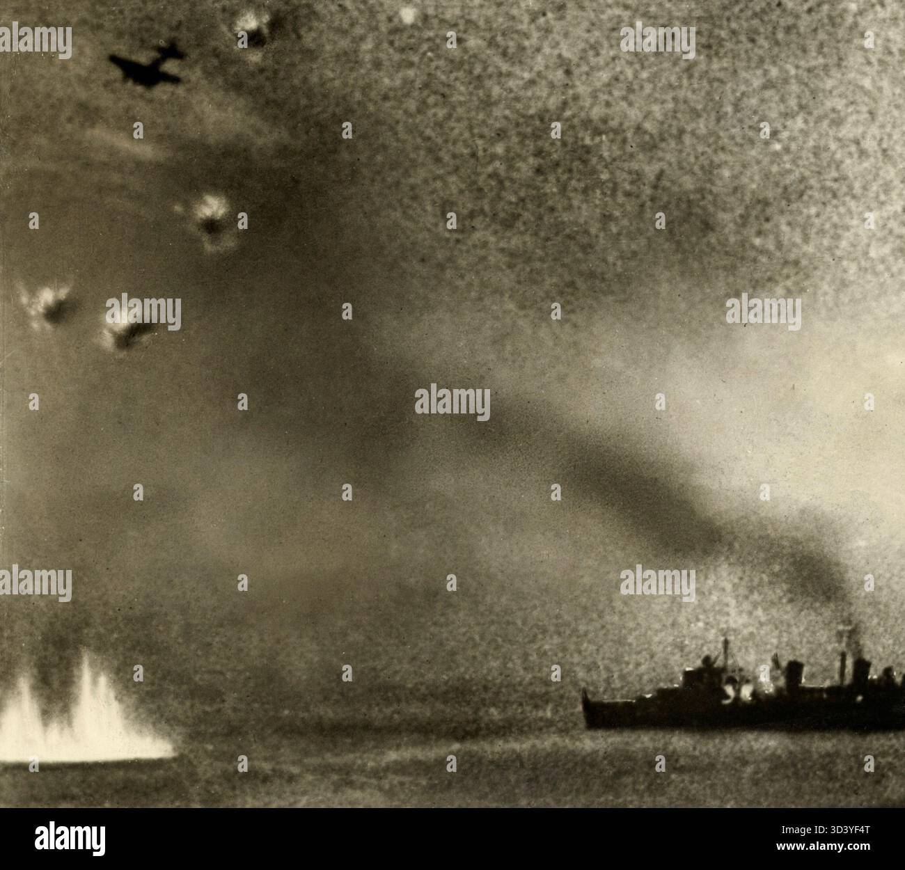 In 1939, English anti-aircraft guns are seen in action against German ...