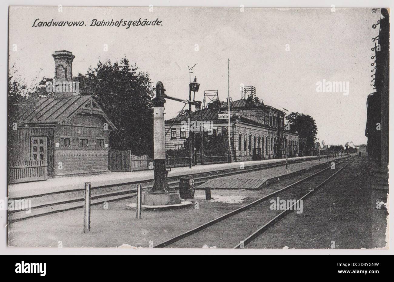 Photo from 1916 showing Lentvaris train station during World War I ...