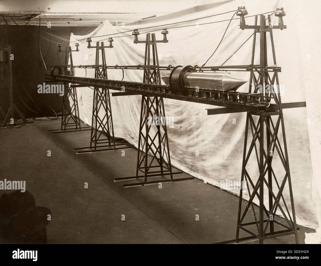 A model of the magnetic or hover train invented by Emile Bachelet (1863 ...