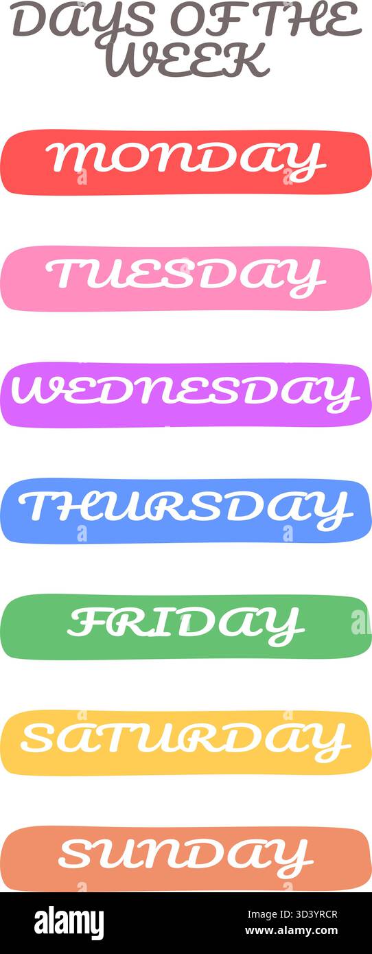 Seven day schedule Stock Vector Images - Alamy