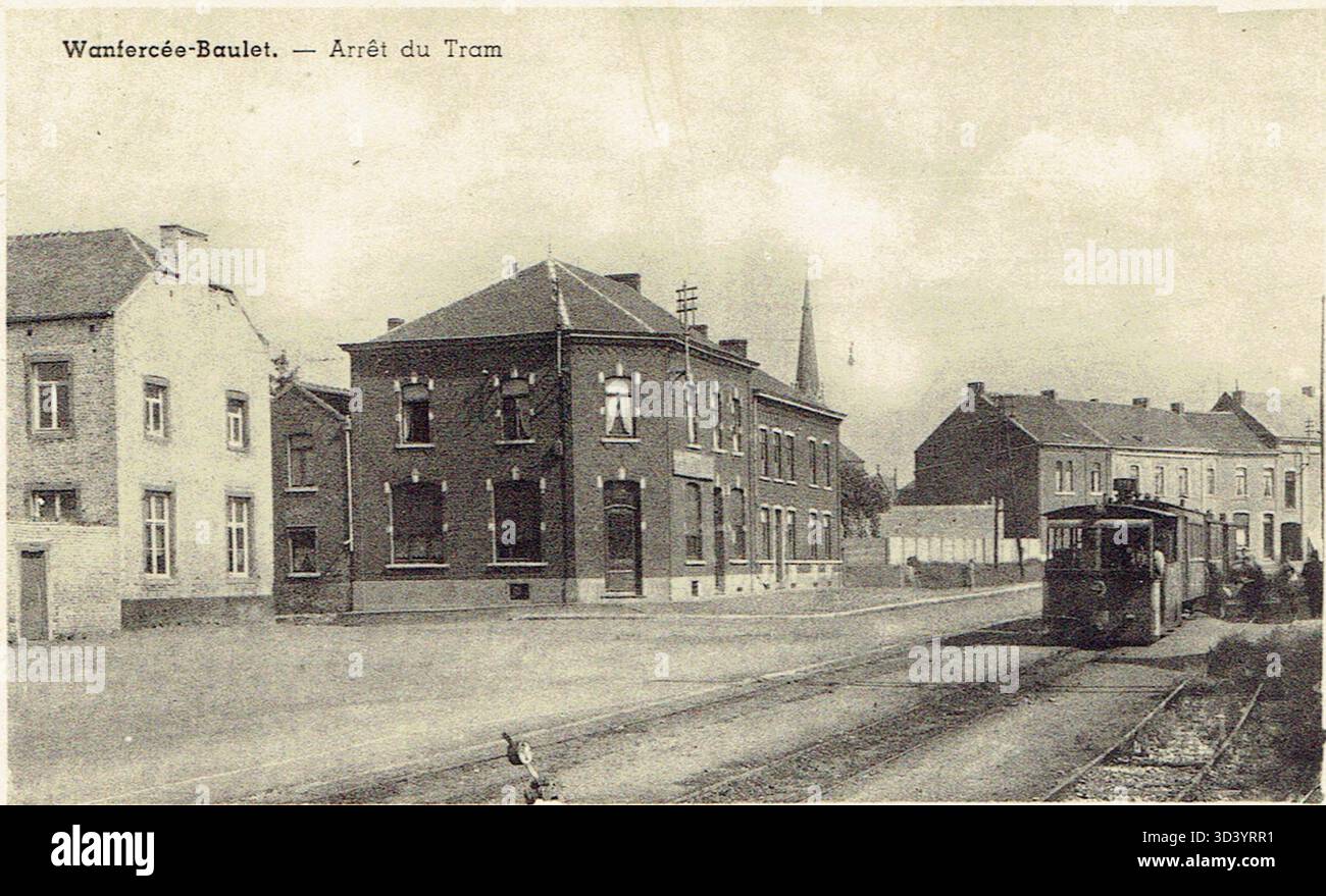 This image depicts the tram stop at Wanfercée-Baulet, with no specific ...